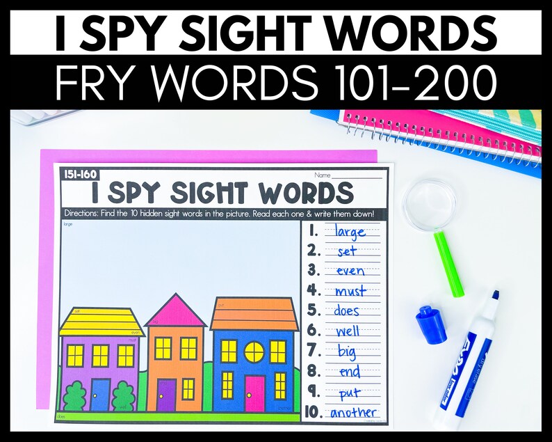 Sight Words Activities - I Spy Sight Words - Fry Words 101-200 ...