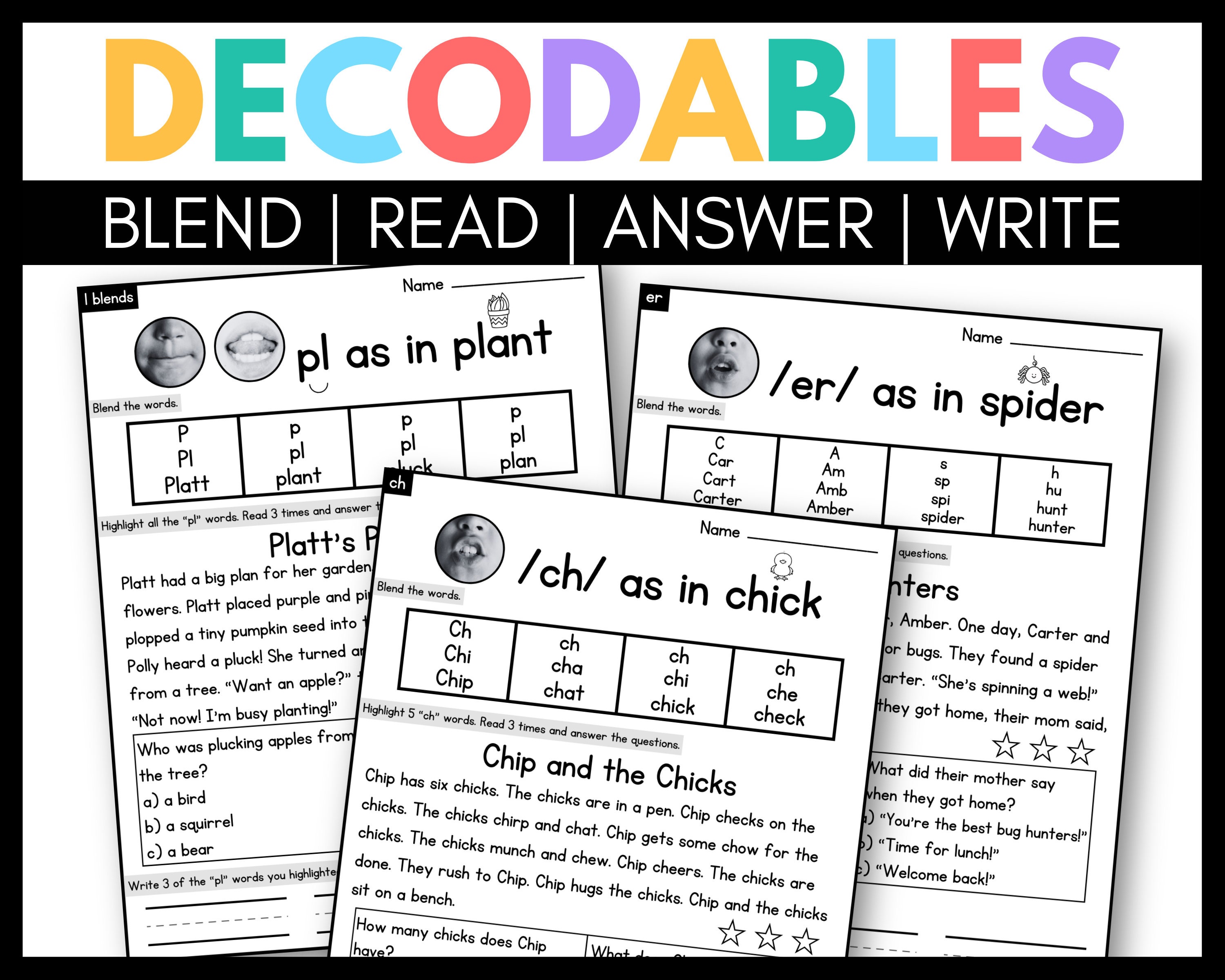 Decodable Passages With Blending, Comprehension and Writing Practice ...