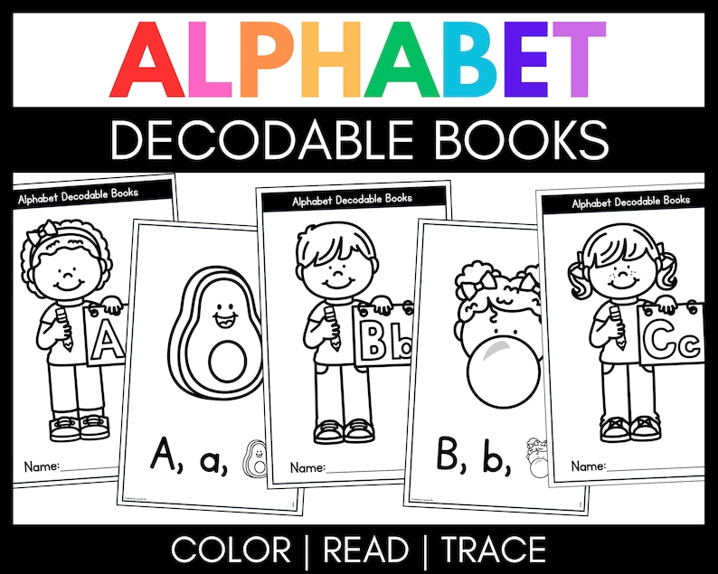 Alphabet Decodable Readers - Phonics Books Color Read & Trace - Etsy