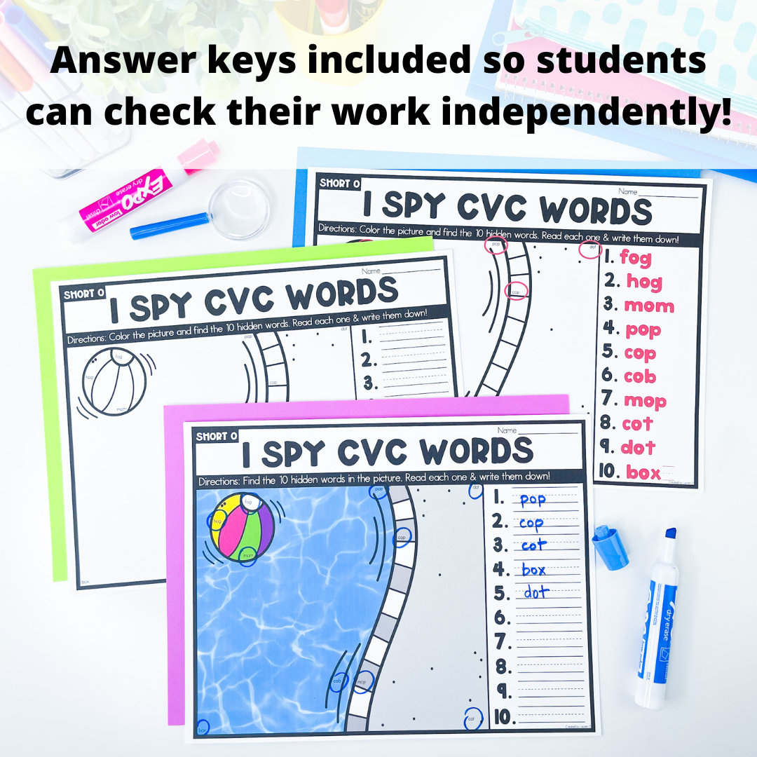 CVC Word Activities - Literacy Center Activities - I Spy CVC Words ...