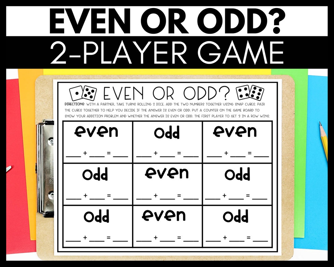 Even and Odd Numbers - 2 Player Game for Math Centers - Etsy
