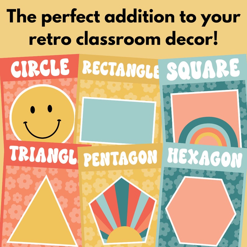 Retro Classroom Posters - 2D Shapes Posters for Bulletin Board - Etsy