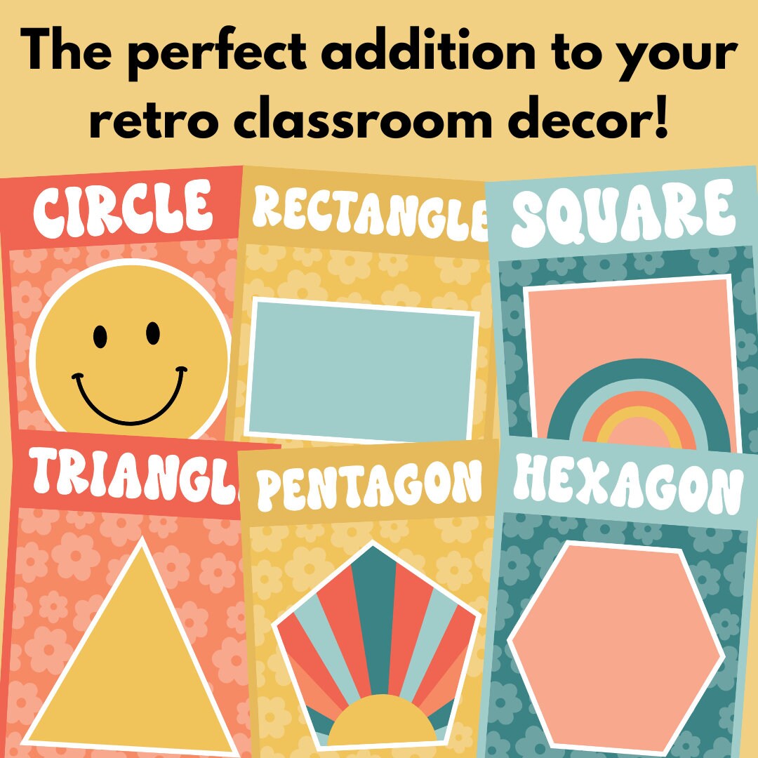 Retro Classroom Posters - 2D Shapes Posters for Bulletin Board - Etsy