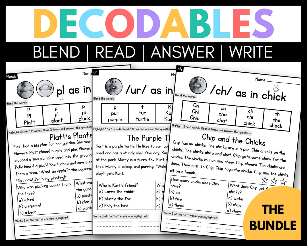 Decodable Passages With Blending, Comprehension and Writing Practice ...