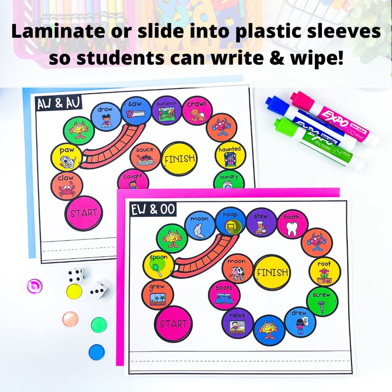 Phonics Games - Literacy Center Games - CVC Words Blends Digraphs Vowel ...