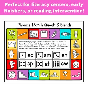 Phonics Board Games for Kindergarten 1st Grade Literacy Centers ...