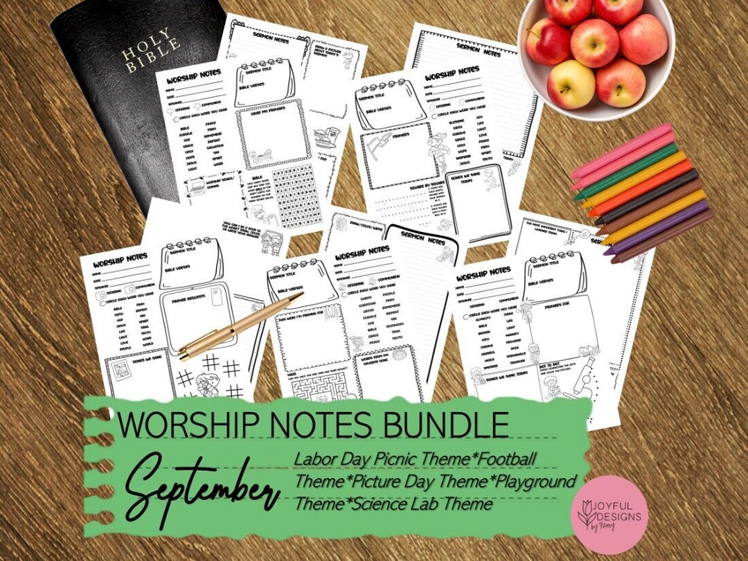 September Worship Notes Bundle - Etsy