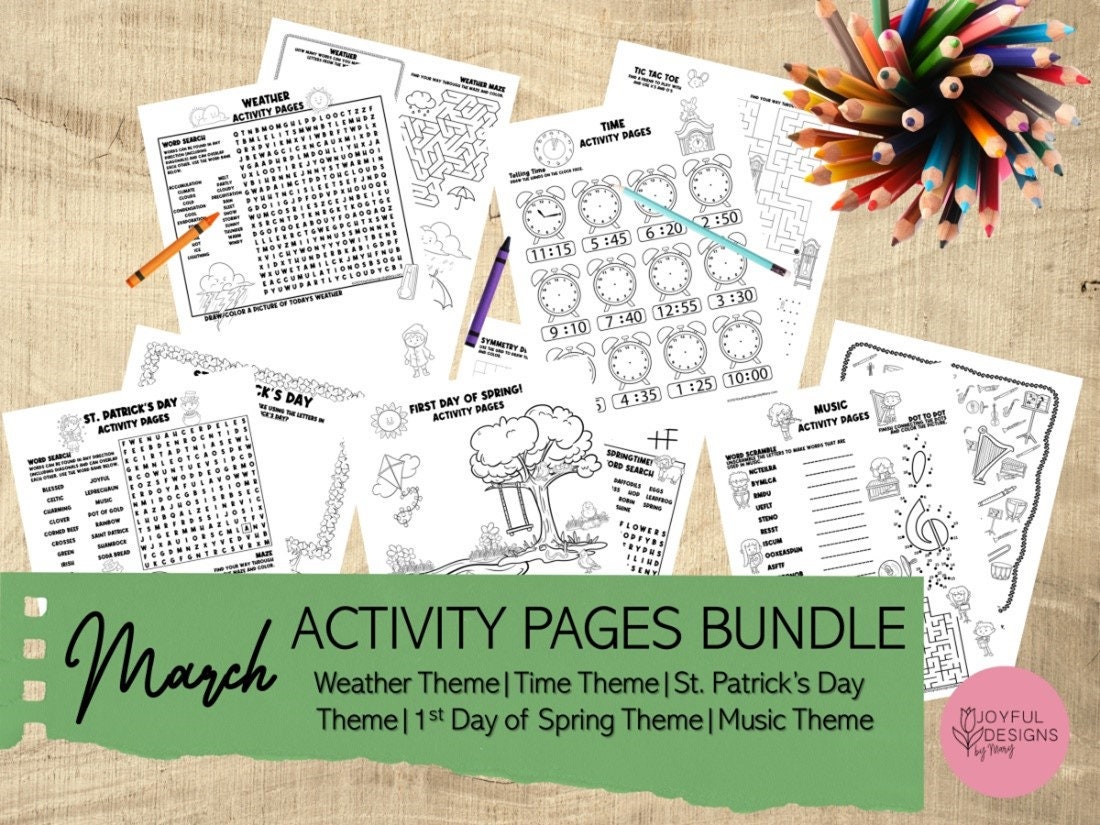 March Activity Pages BUNDLE - Etsy