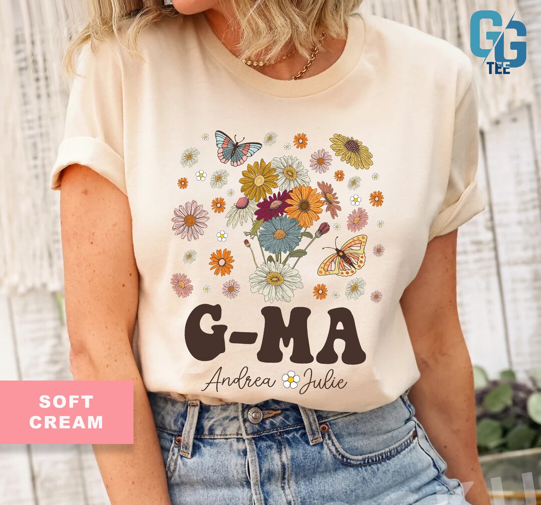 Gma Tshirt With Grandkid's Names Custom Gma Shirt Personalized Gift for ...