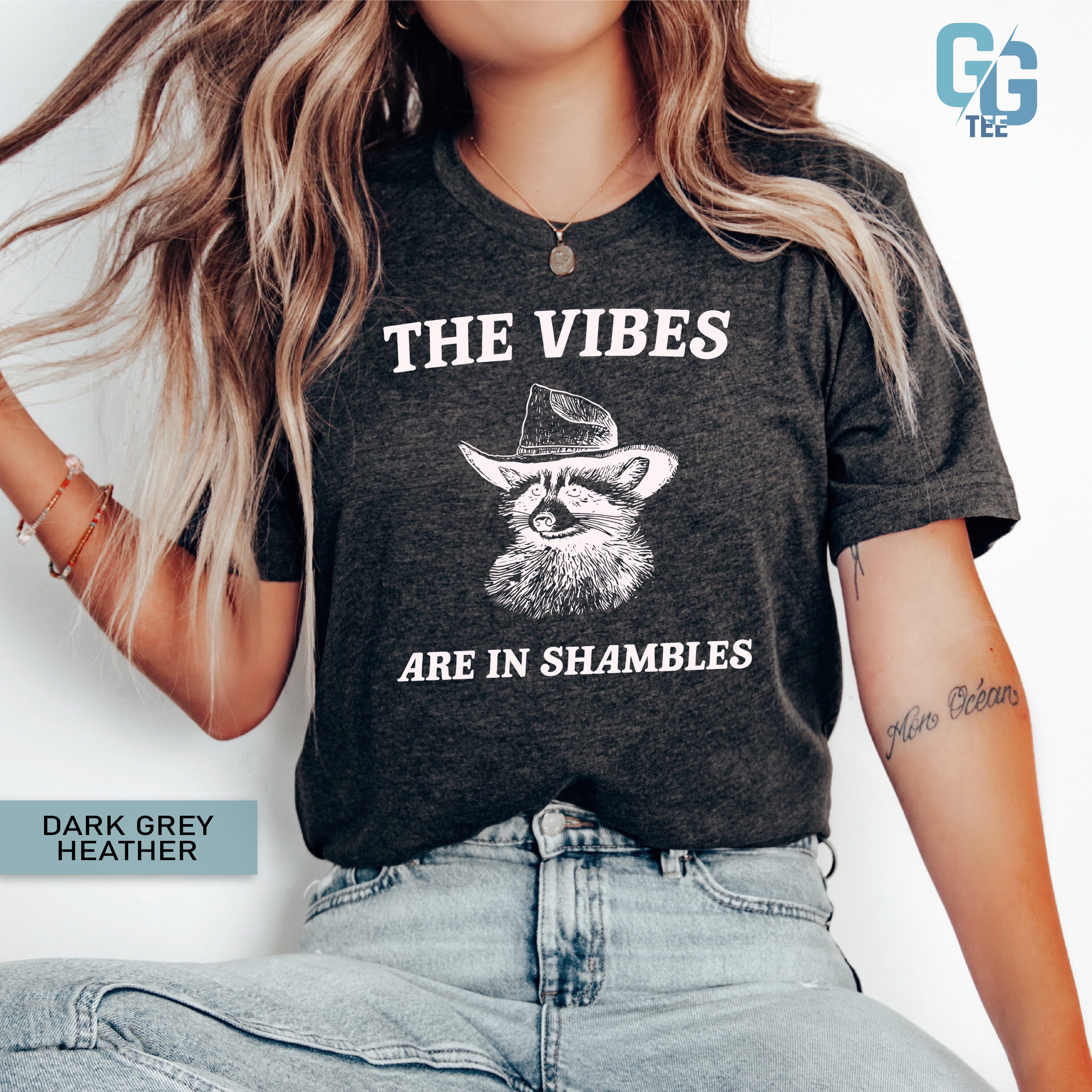 The Vibes Are in Shambles Funny Meme Racoon Sarcastic T Shirt Unisex ...