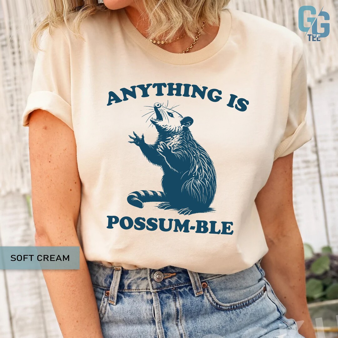 Anything is Possumble Tee - Retro Preppy Opossum Shirt - Etsy