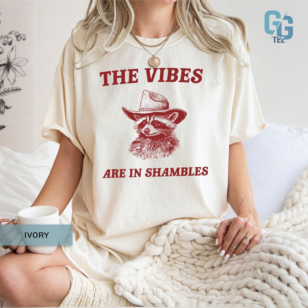 The Vibes Are in Shambles Funny Meme Raccoon T-shirt Retro Raccoon ...