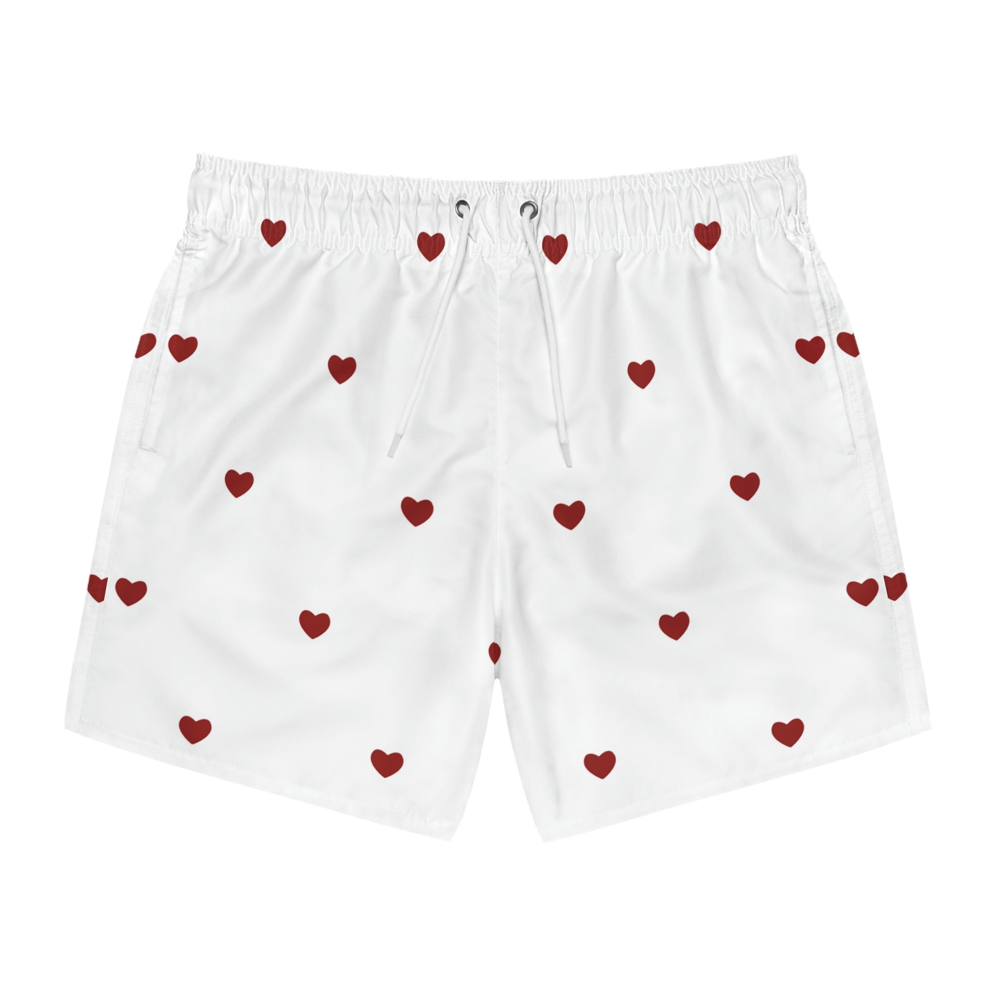 Hearts Swim Trunks | Red Hearts Aesthetic | Red Hearts on White | Heart ...