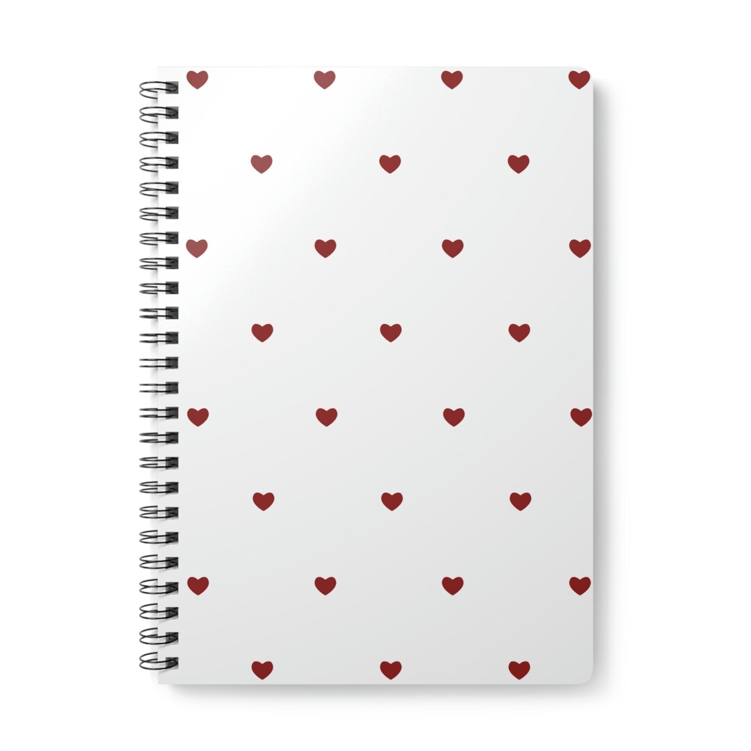Hearts Notebook Red Hearts Aesthetic Love Heart Pattern Journal ...