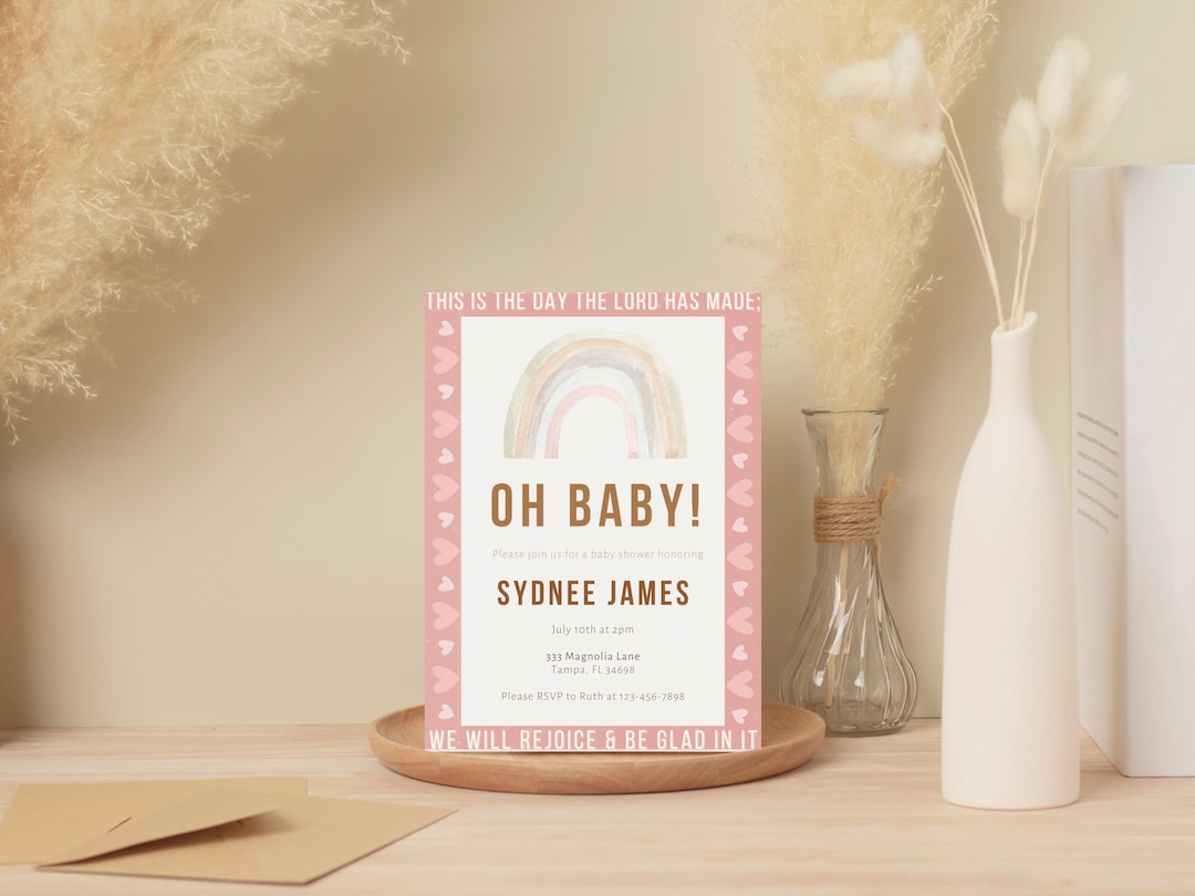 Religious Baby Shower Invitation, Christian Digital Printable, Editable ...