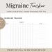 Migraine Tracker Printable, Chronic Pain Tracker, Migraine Log ...