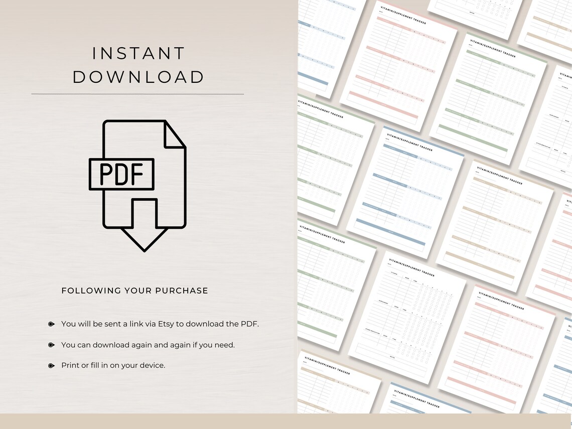 Supplement and Vitamin Tracker Printable, Supplement List, Daily ...