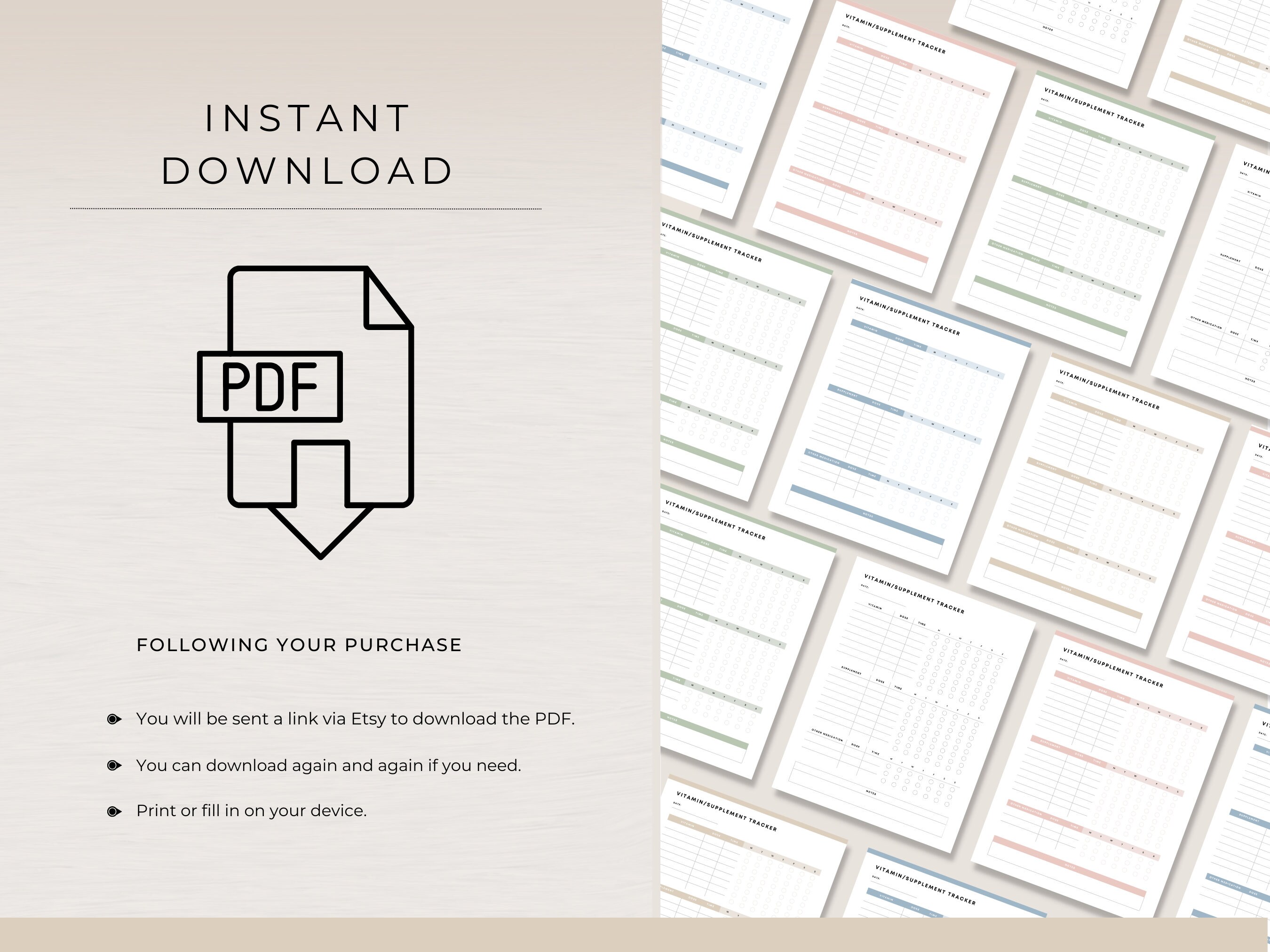 Supplement and Vitamin Tracker Printable, Supplement List, Daily ...