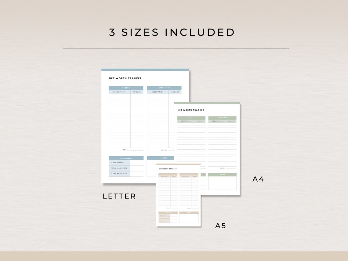 Net Worth Tracker Printable, Print at Home Budget, Budget Planner ...