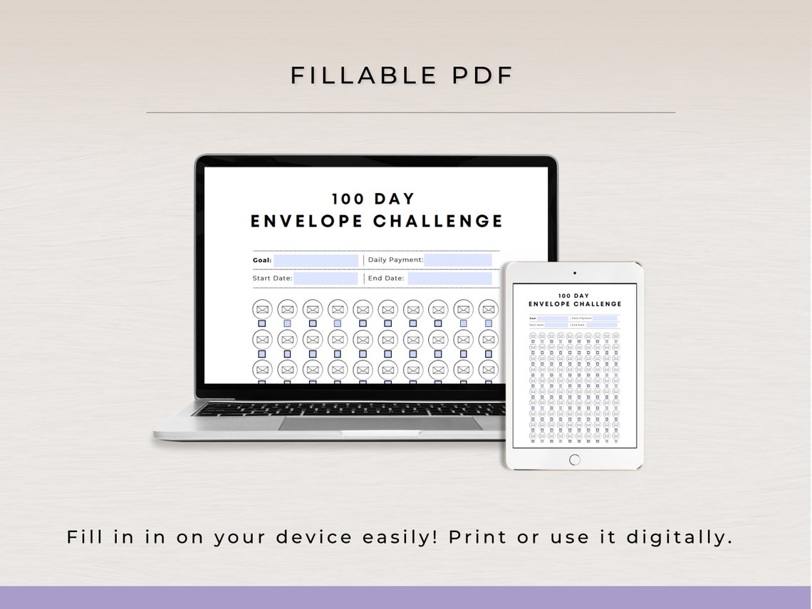 100 Day Envelope Challenge Printable Saving Challenge 10k in - Etsy