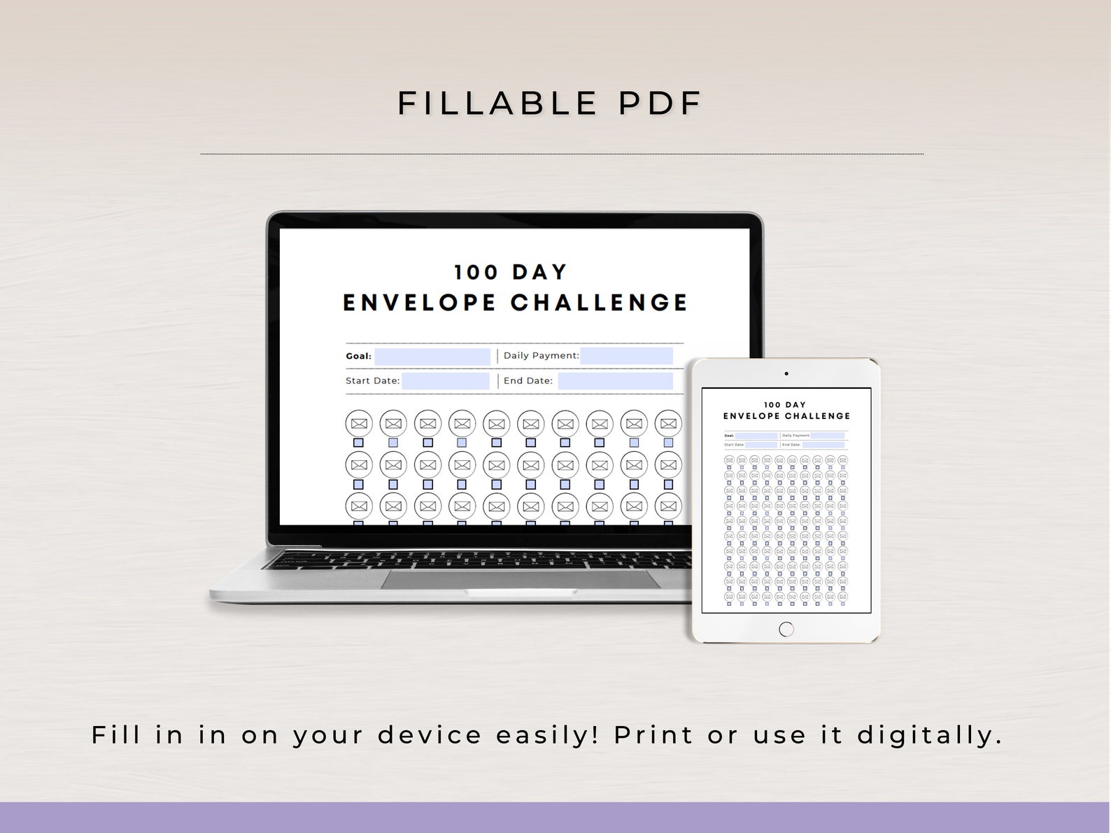 100 Day Envelope Challenge Printable, Saving Challenge, 10k in 100 Days ...