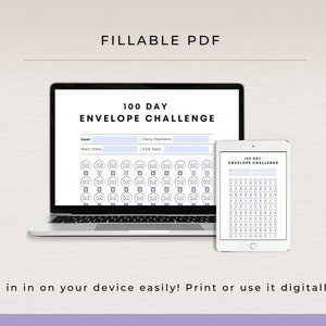 100 Day Envelope Challenge Printable, Saving Challenge, 10k in 100 Days ...