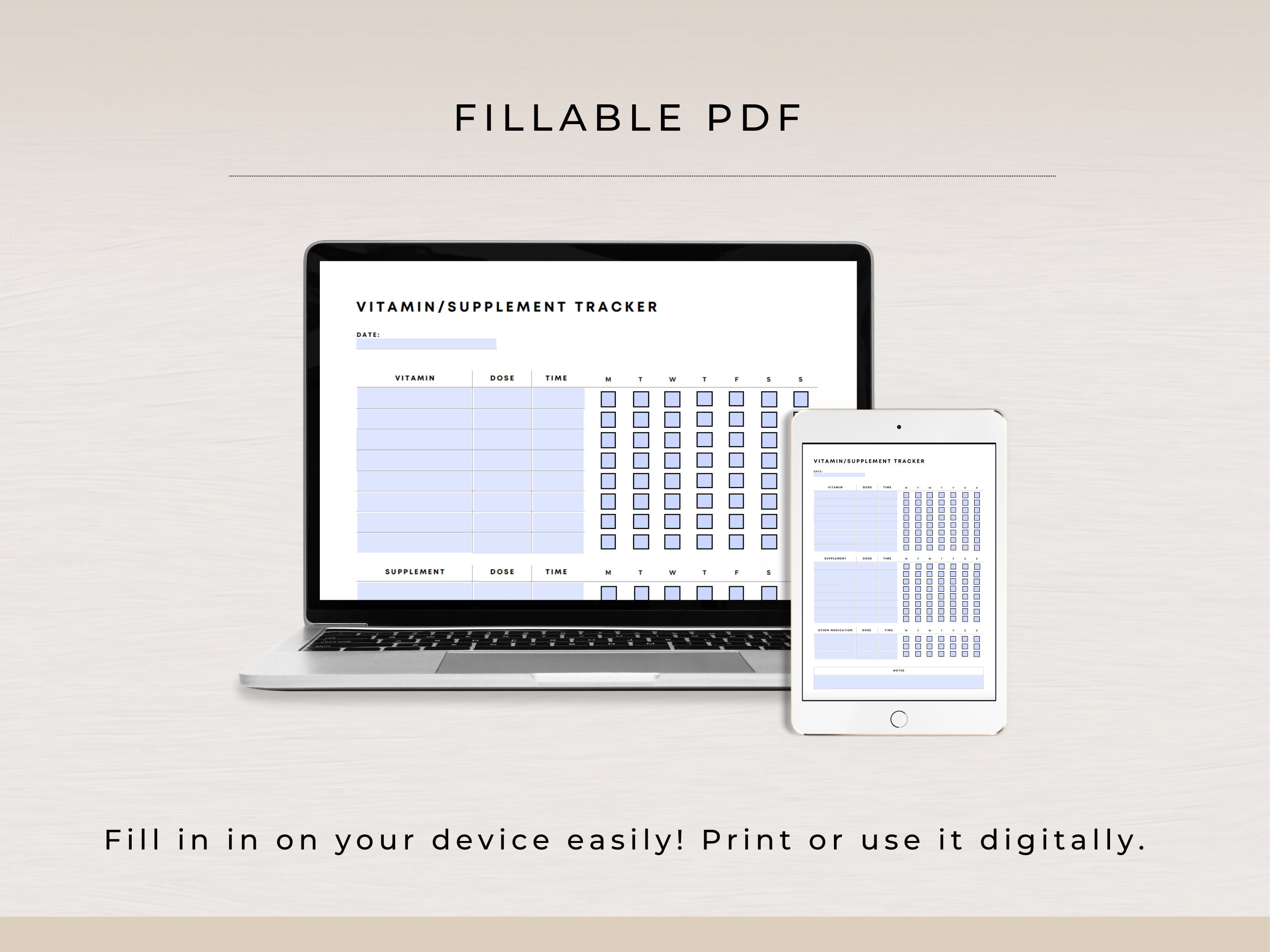 Supplement and Vitamin Tracker Printable, Supplement List, Daily ...