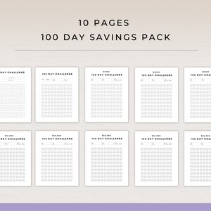 100 Day Savings Challenge Printable, 50k Saving Challenge, 20k in 100 ...