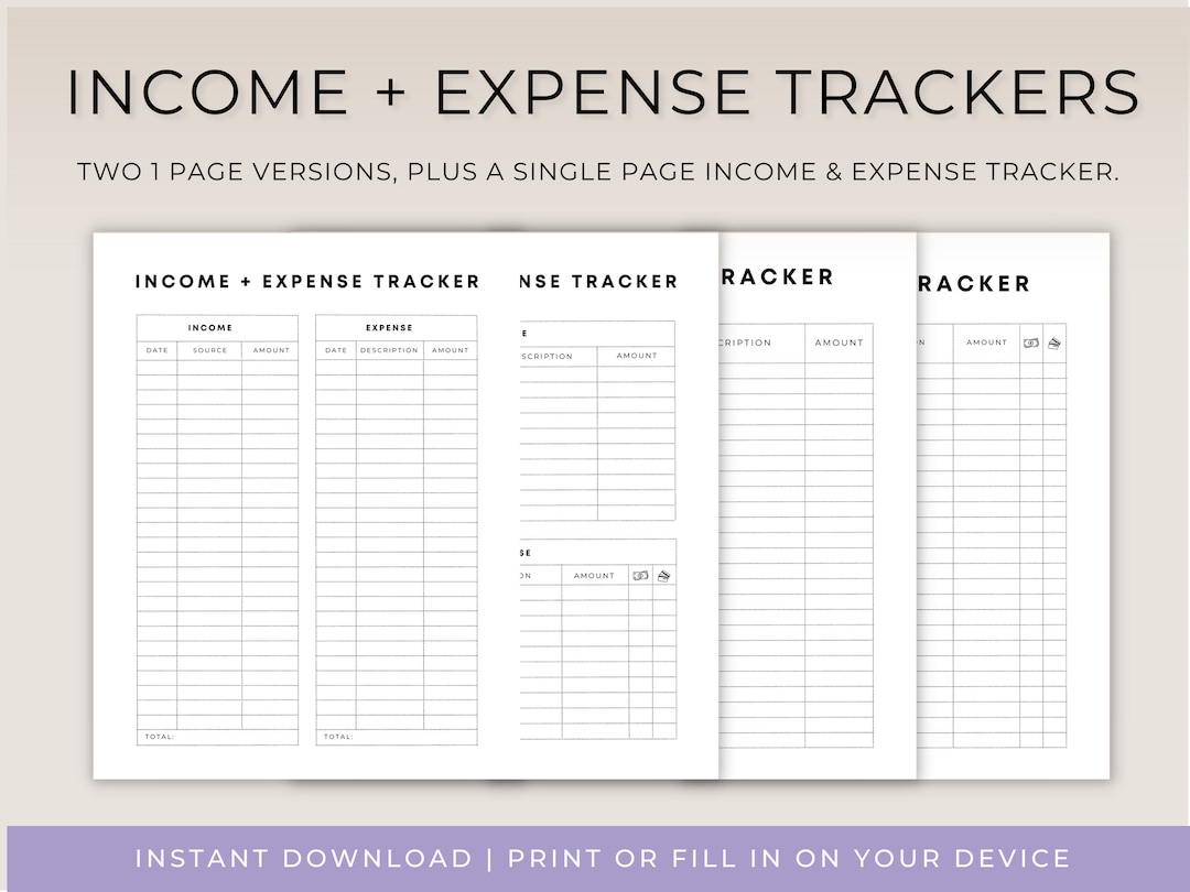 Income and Expense Trackers, Income Tracker, Expense Tracker, Budget ...