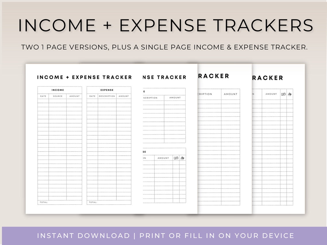 Income and Expense Trackers, Income Tracker, Expense Tracker, Budget ...
