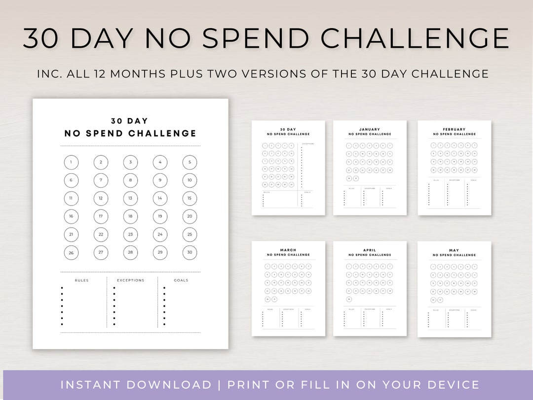 30 Day No Spend Challenge, Savings Challenge, April No Spend Challenge ...