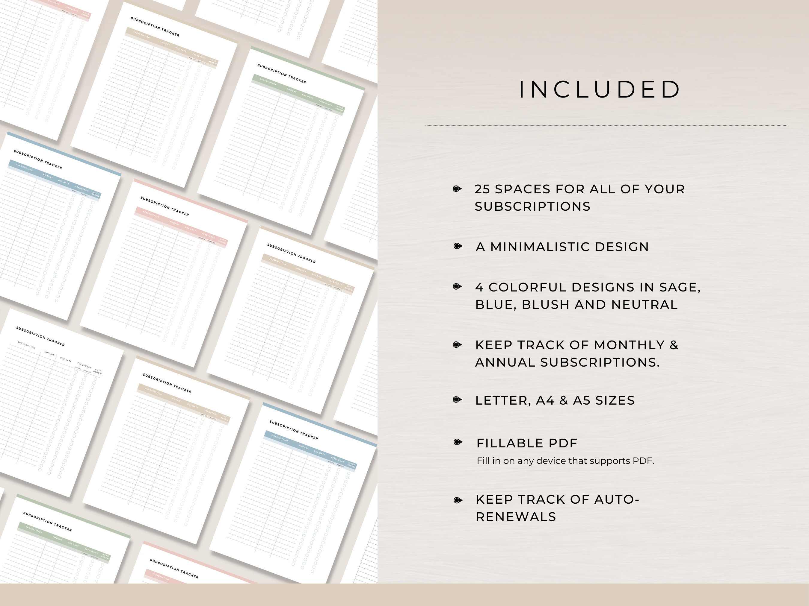 Subscription Tracker Printable, Subscriptions Tracker, Spending Log ...