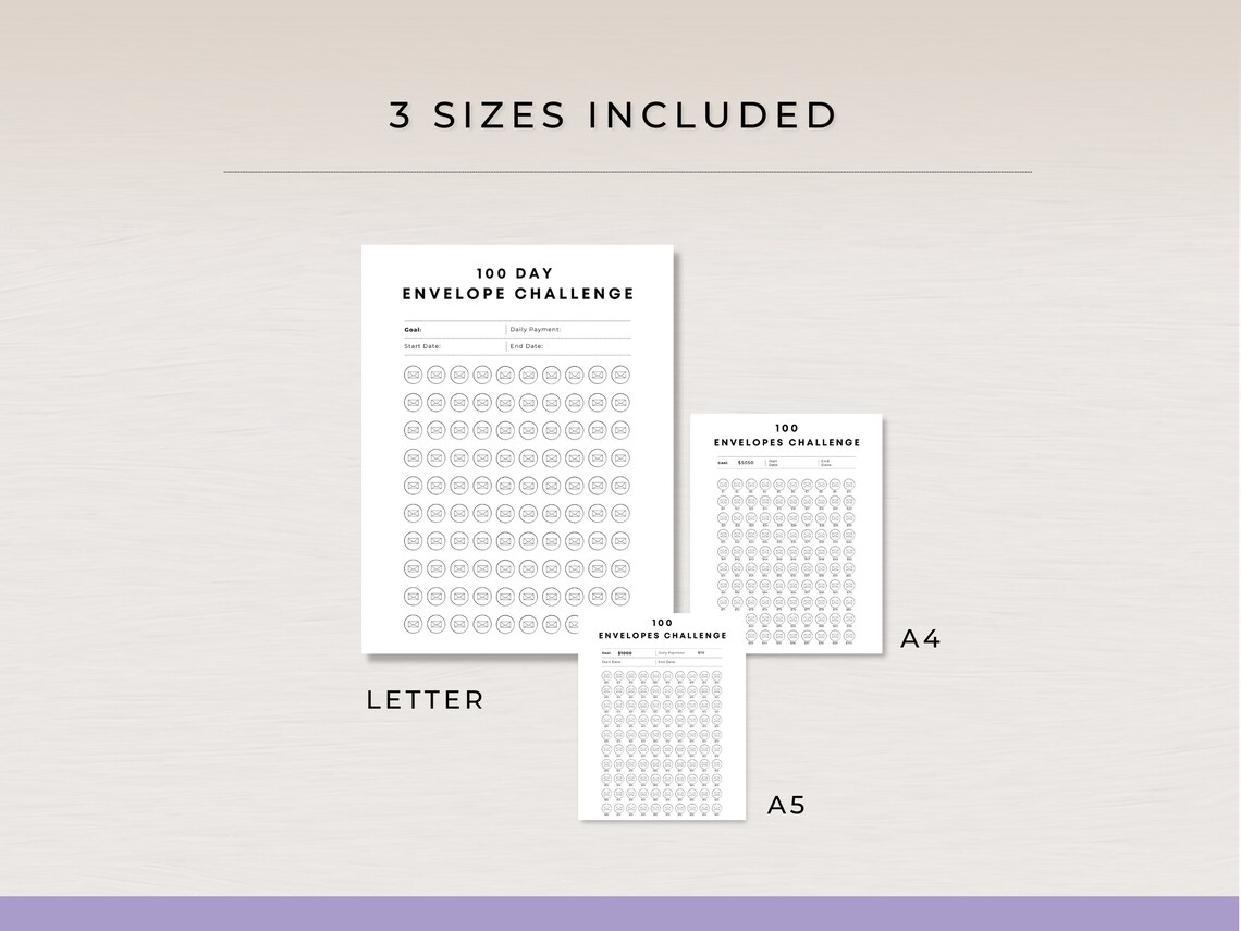 100 Day Envelope Challenge Printable, Saving Challenge, 10k in 100 Days ...