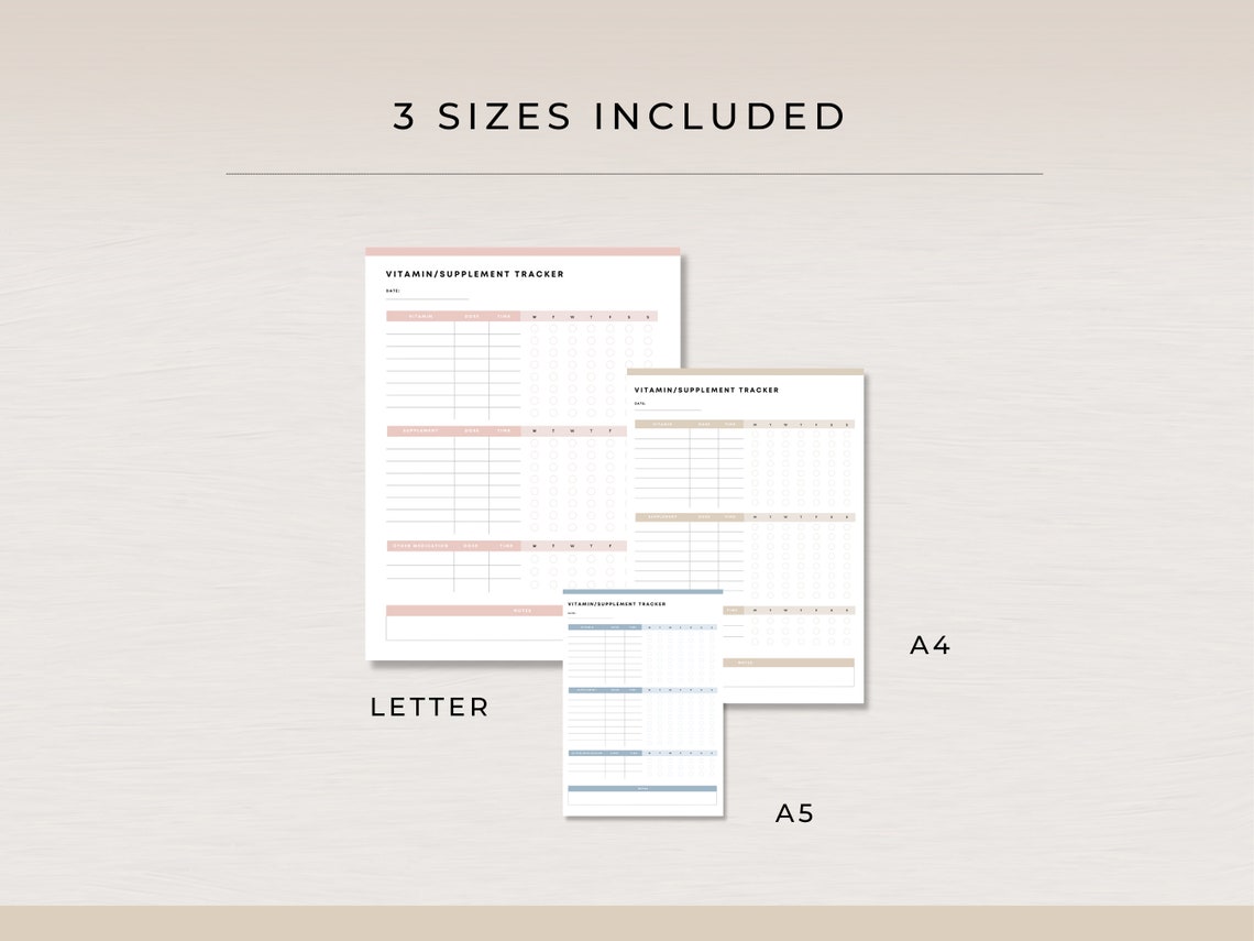Supplement and Vitamin Tracker Printable, Supplement List, Daily ...