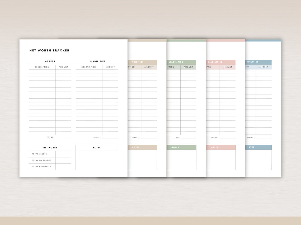 Net Worth Tracker Printable, Print at Home Budget, Budget Planner ...