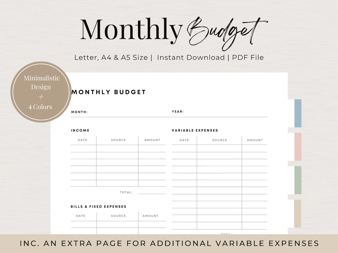 Monthly Budget Printable, Monthly Financial Planner, Budget Planner ...