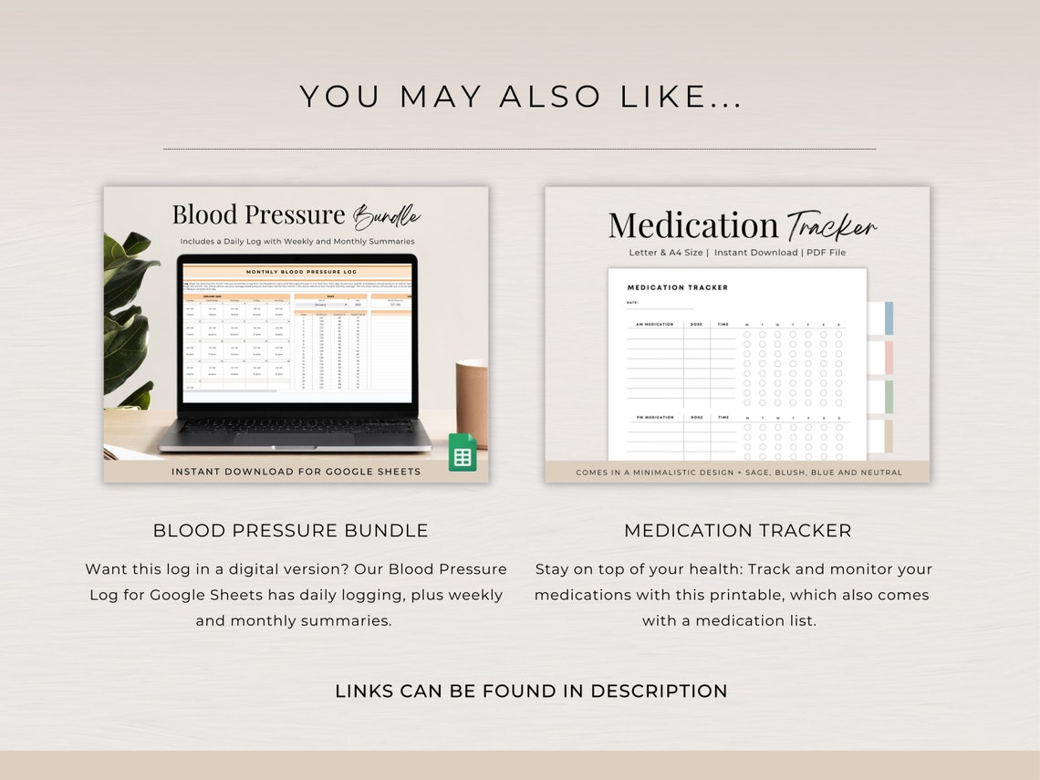Blood Pressure Printable, Vitals Tracker, BP Tracker, Heart Rate, Blood ...