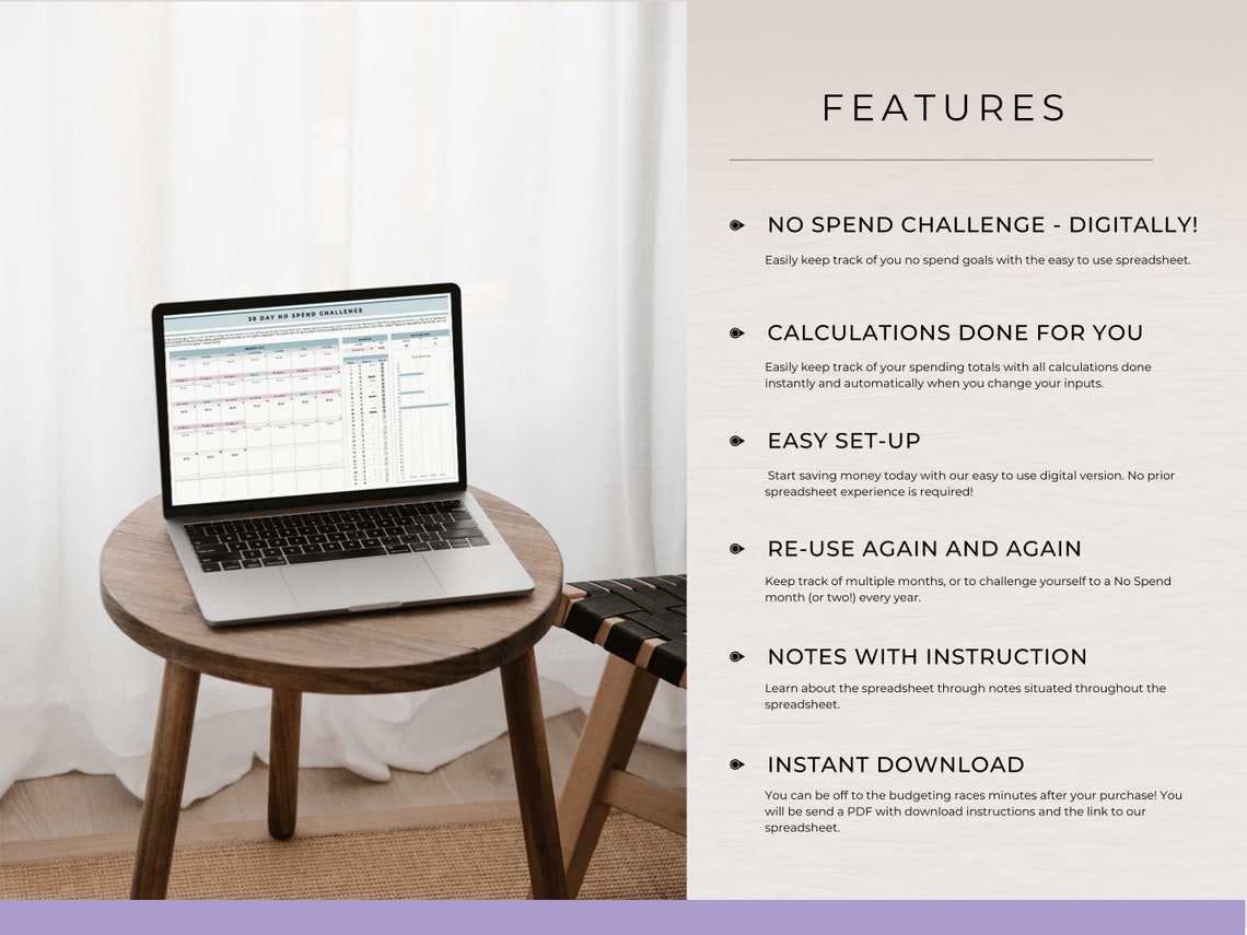 30 Day No Spend Challenge Spreadsheet for Google Sheets, Money ...