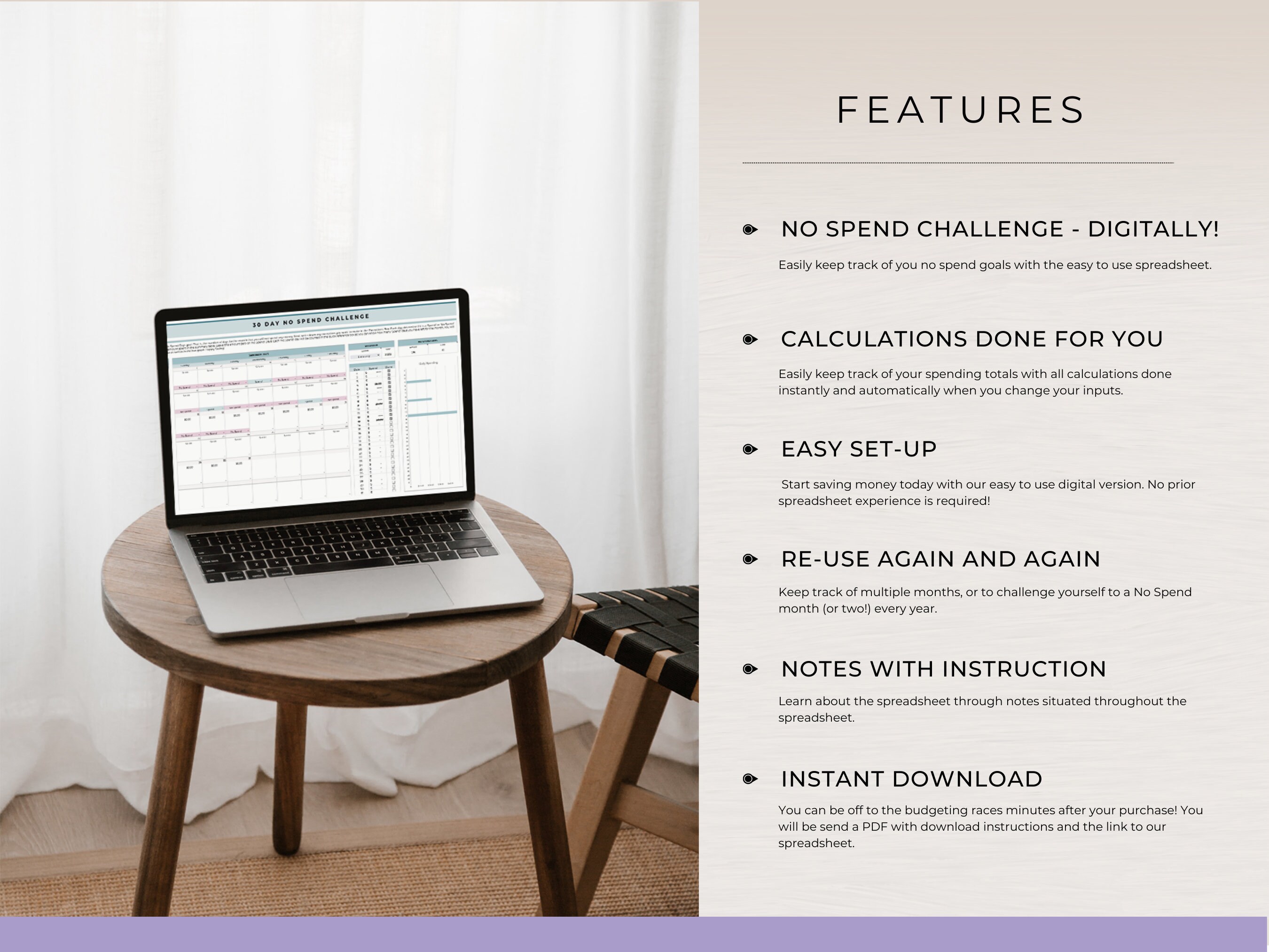 30 Day No Spend Challenge Spreadsheet for Google Sheets, Money ...