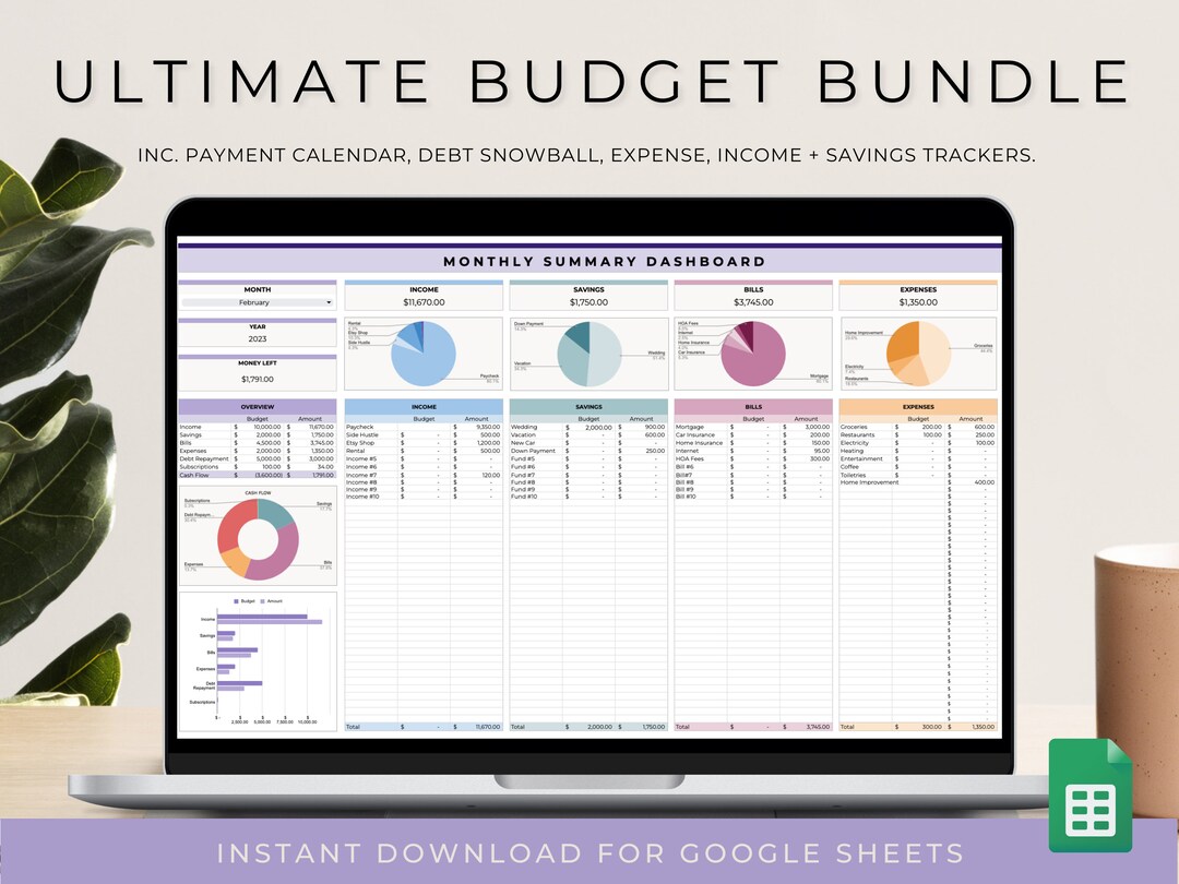 Ultimate Budget Bundle Spreadsheet Google Sheets Budget - Etsy