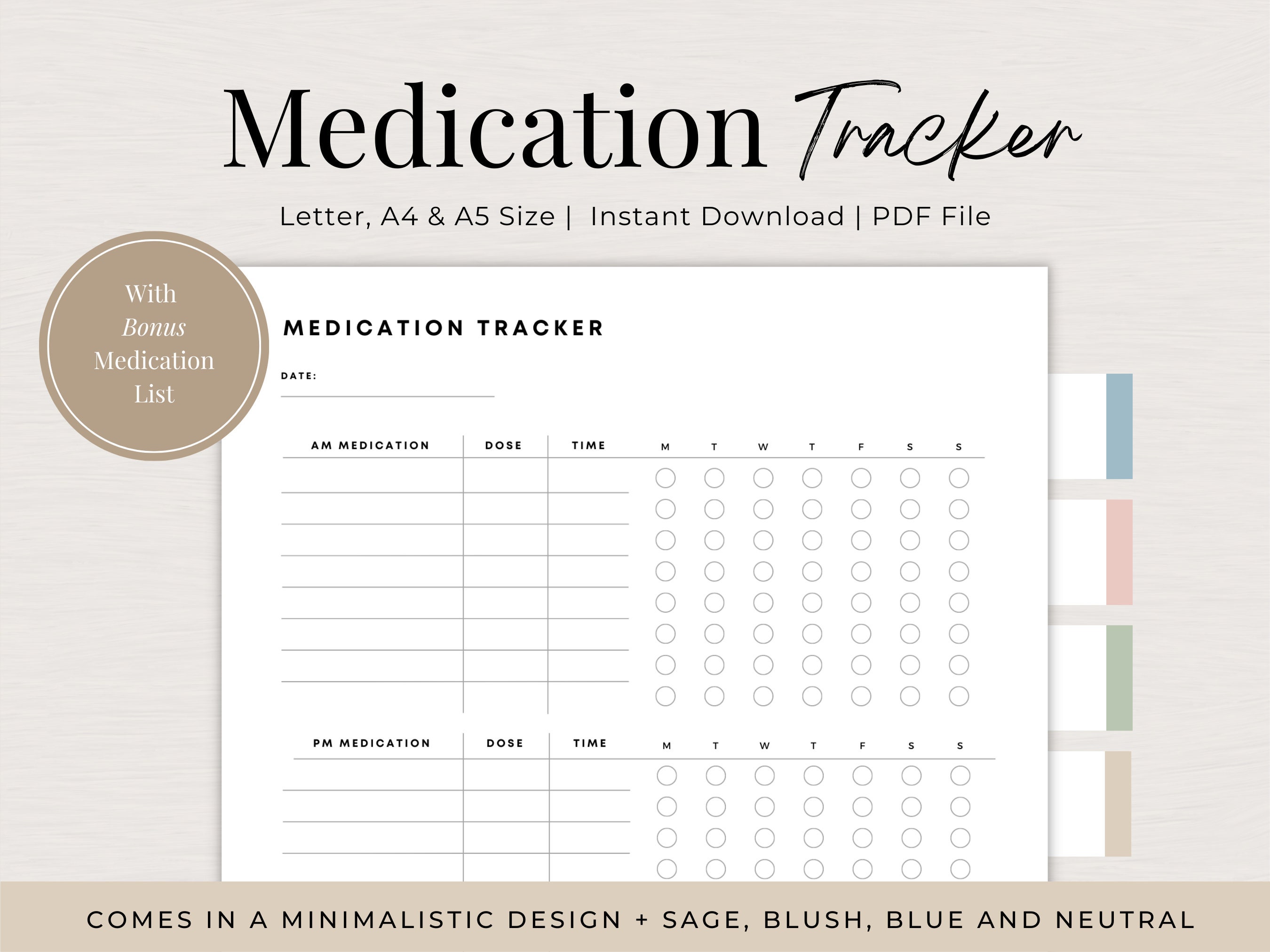 Medication Tracker Printable, Medication List, Daily Medication Log ...