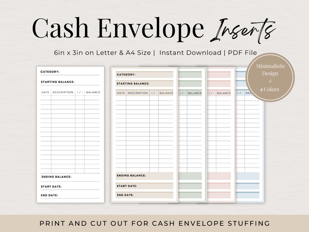 Cash Envelope Inserts, Printable Inserts for Cash Stuffing, Cash ...