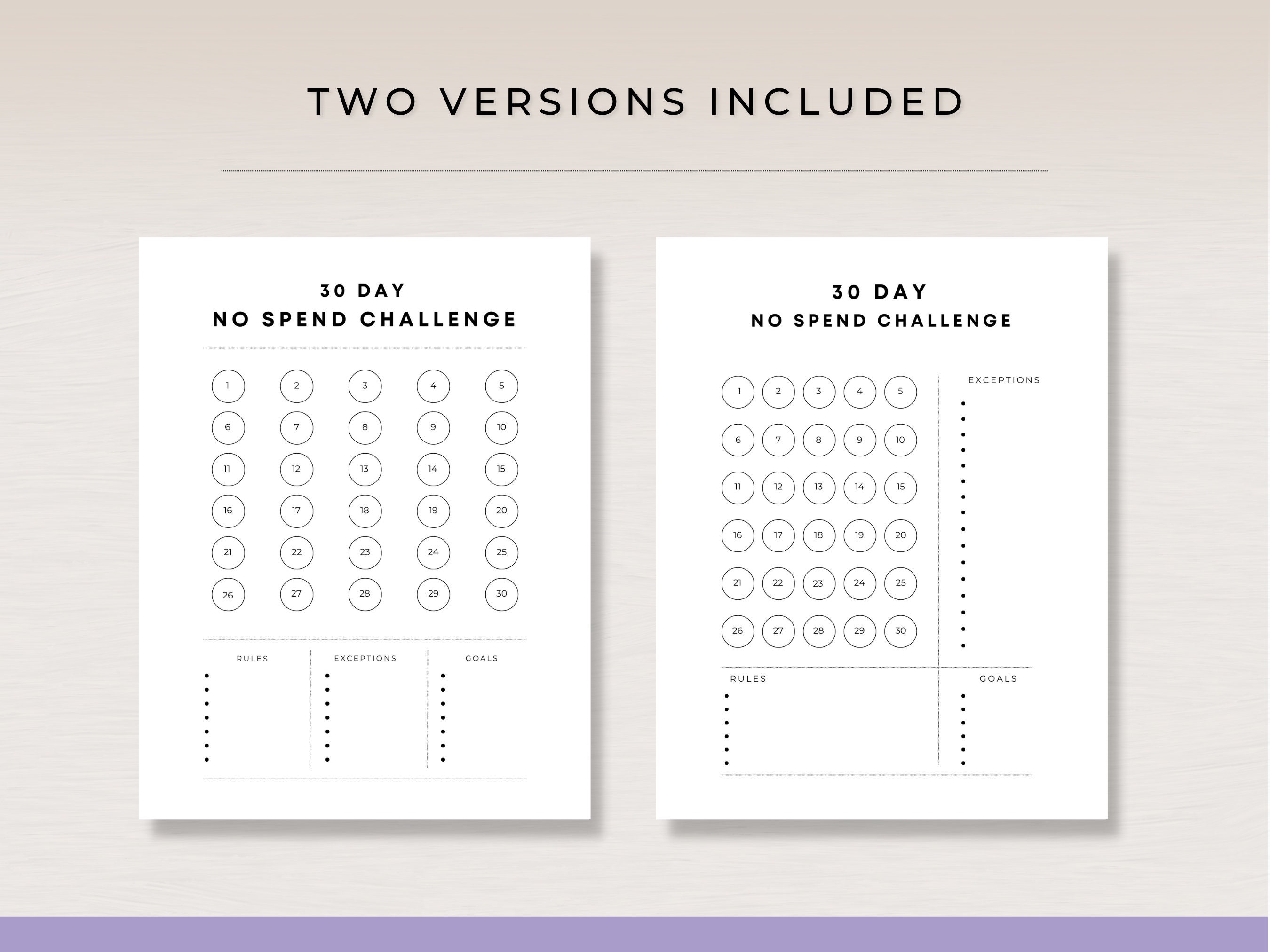 30 Day No Spend Challenge, Savings Challenge, April No Spend Challenge ...