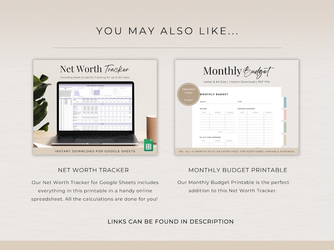 Net Worth Tracker Printable, Print at Home Budget, Budget Planner ...