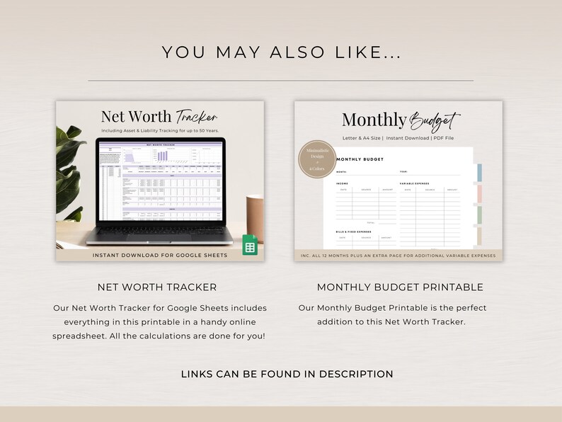 Net Worth Tracker Printable, Print at Home Budget, Budget Planner ...