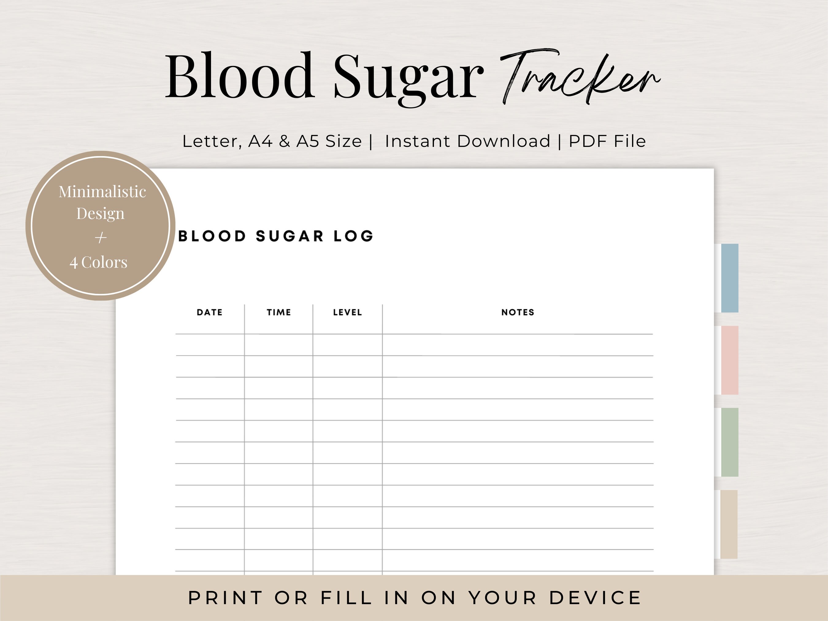 Blood Sugar Tracker, Diabetes Printable, Diabetic Planner, Blood ...