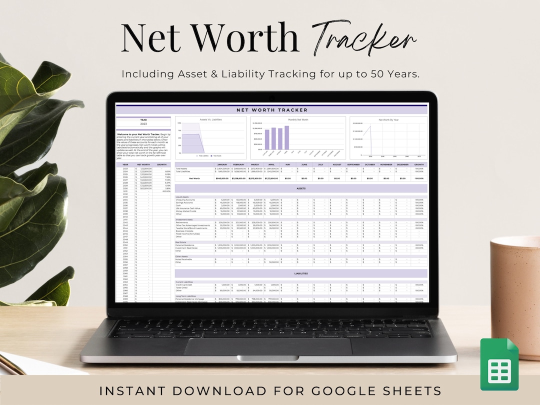 Net Worth Tracker Spreadsheet, Google Sheets, Budget Planner, Early ...