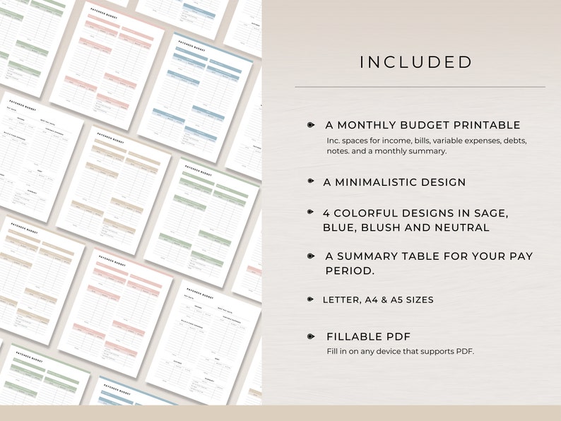 Paycheck Budget Printable, Monthly Paycheck Planner, Paycheck Budget ...