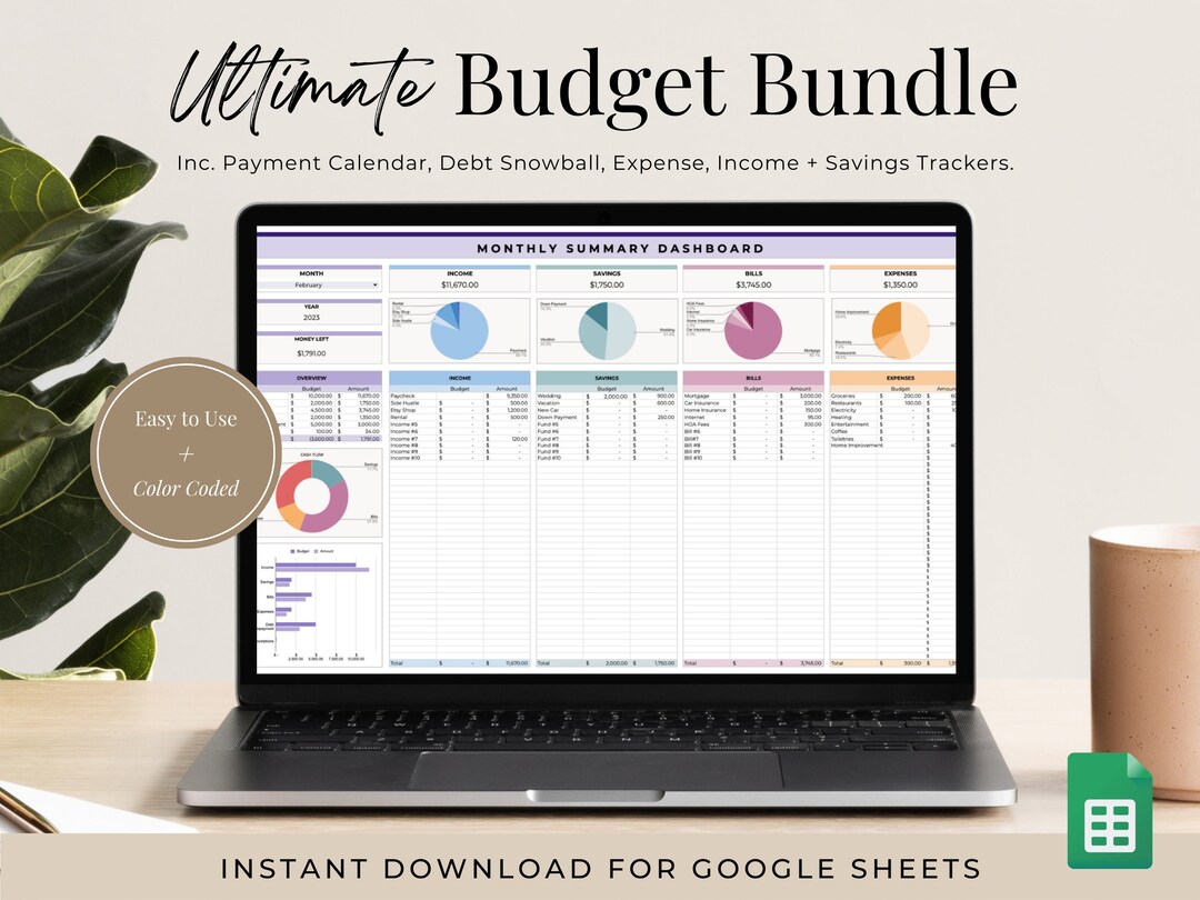 Ultimate Budget Bundle Spreadsheet, Google Sheets, Budget Planner, Monthly Budget, Savings ...
