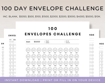 100 Day Savings Challenge Printable, 50k Saving Challenge, 20k in 100 ...